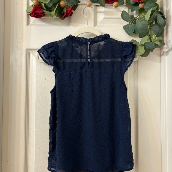 Monteau | Tops | Monteau Blue Ruffled Cap Sleeve Blouse | Poshmark